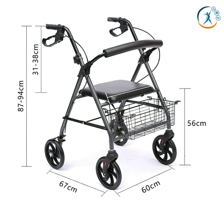 Andador de 4 Ruedas con Asiento y Canasta - Rollator | Mundo Ortopedico